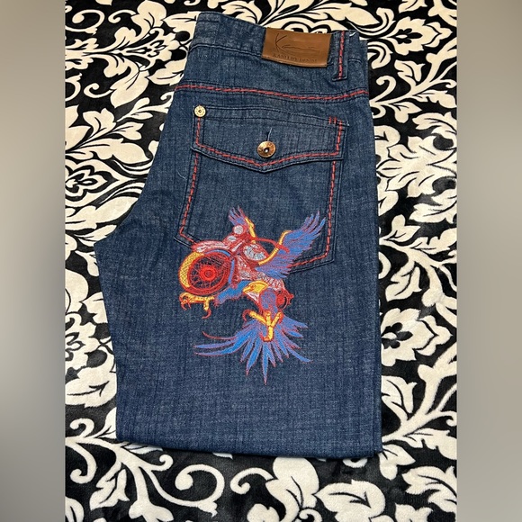 Karl Kani | Jeans | Karl Kani Jeans Red Top Stitch Falcon Embroidered ...